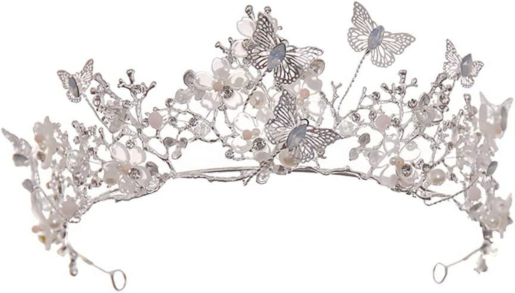 Ljia Butterfly Tiara Baroque Wedding Crown Butterflies Flowers Bridal Baroque Queen Crown ...