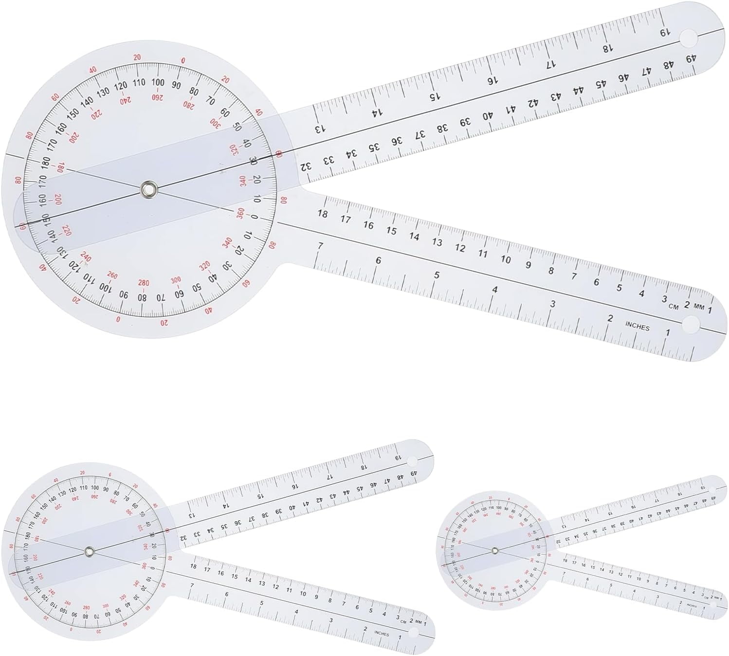 Ljia Goniometer Set, 3 Pieces of 6/8/12 Inch Transparent Angle Ruler ...