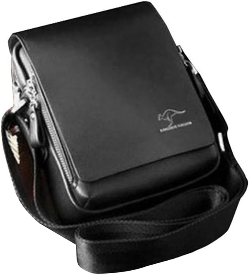 Ljia Men's Vertical Pu Shoulder Bag Black Crossbody Messenger Bag for ...