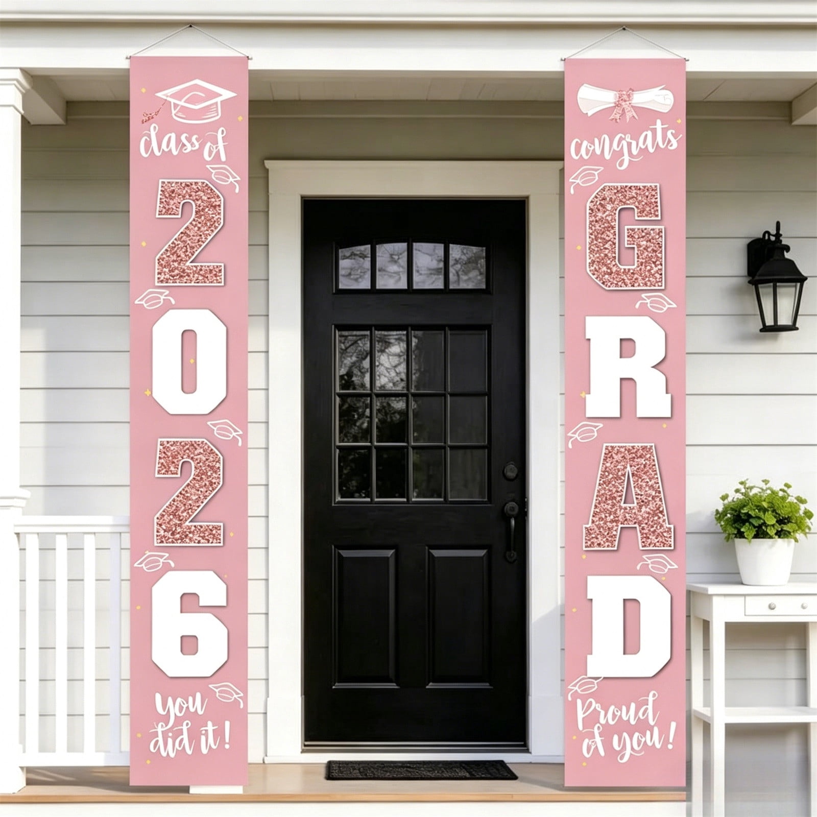 Ljiaocrou Graduation Hanging Flag Curtain, Graduation Couplets Banner ...