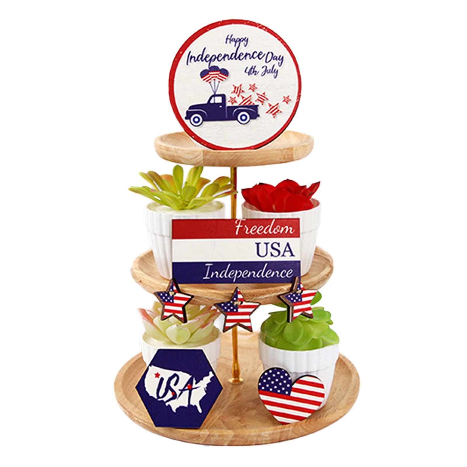 Ljstore American Independence Day Stratified Tray Decoration Wooden ...