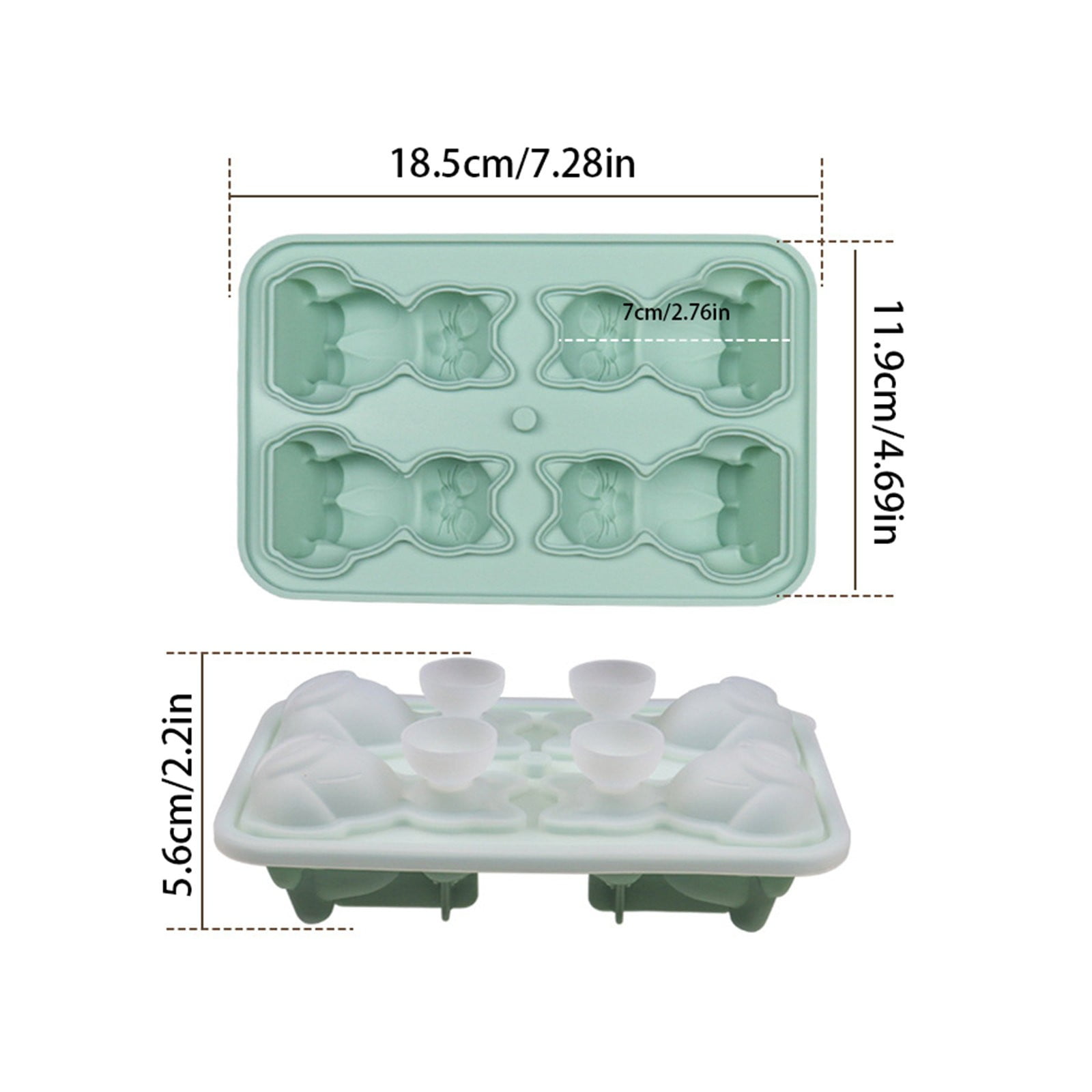 Ljstore Cat Ice Tray Blue3D Cat Shaped Silicone Ice Cube Tray with Lid ...