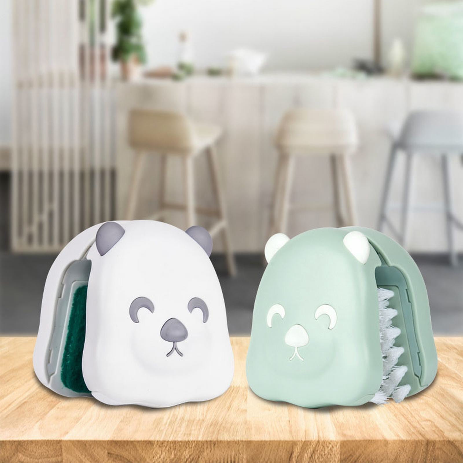 Ljstore Cleaning Brush U-Shaped Bear Shape Silk Brush Green + Scouring ...