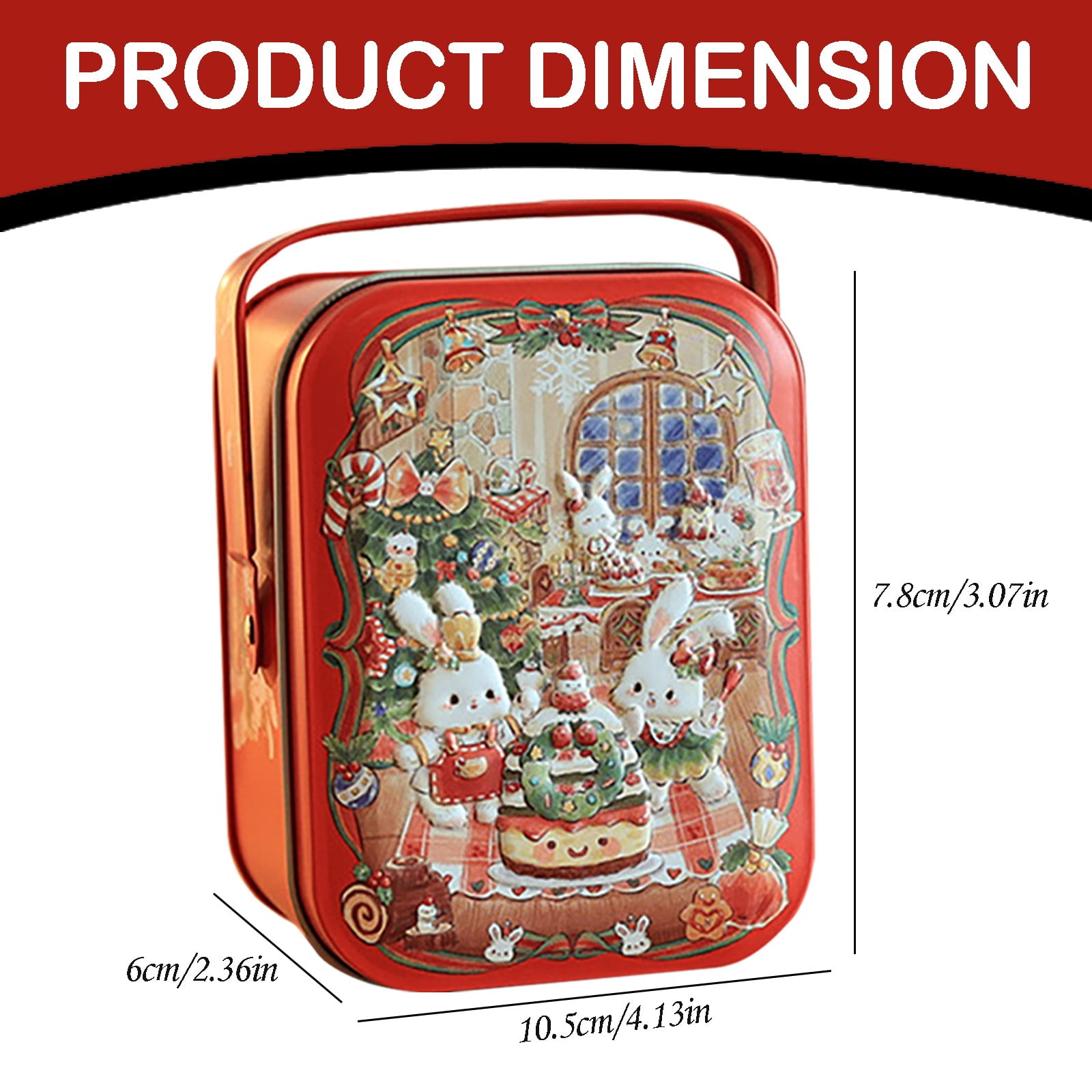 Ljstore Handheld Tin Box Cookie Can Rabbit Pattern Candy Baking ...