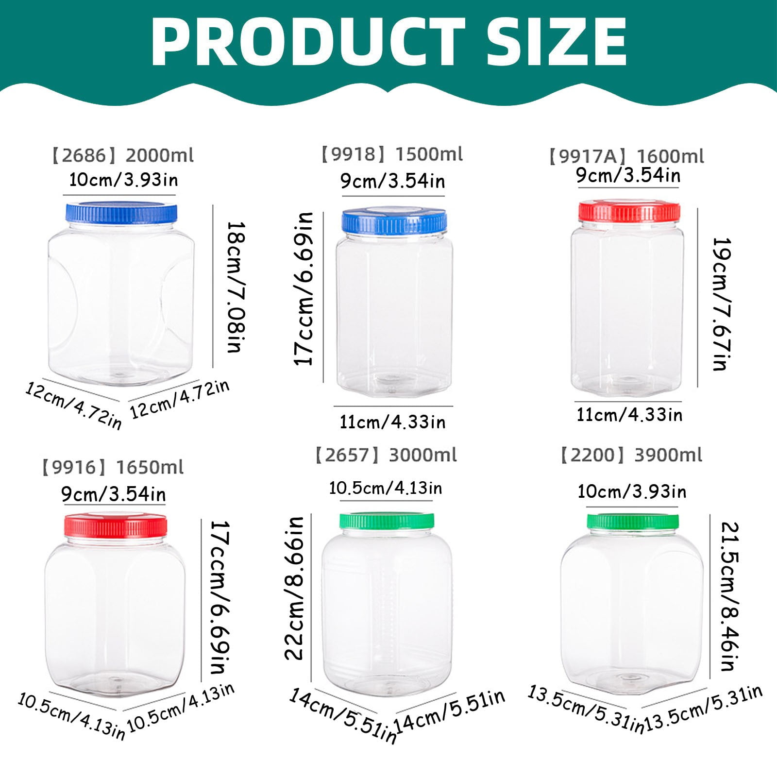 Ljstore Storage Bottle with Lid Thick Blue Smallplastic Jars with Lids ...