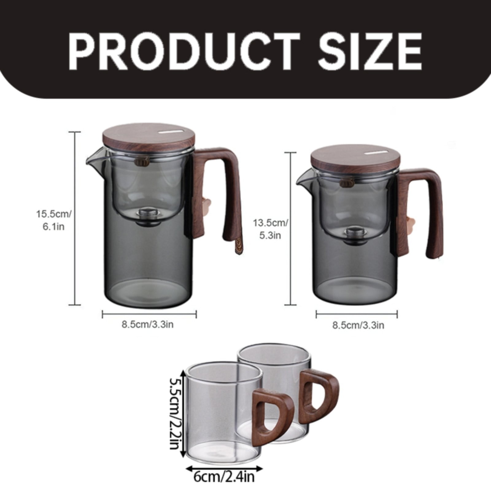 Ljstore Teapot Tea Water Separator Floating Cup Transparent Gray 720Ml ...