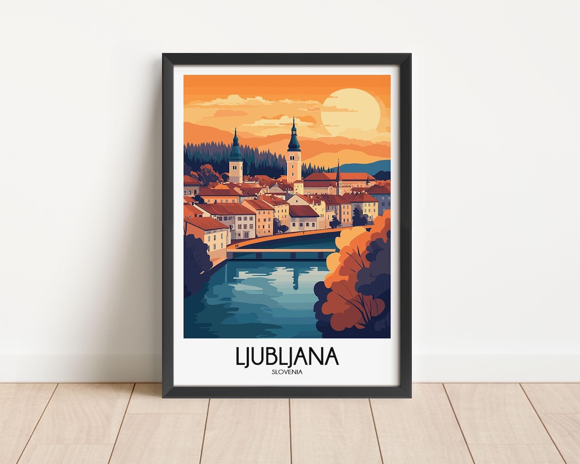 Ljubljana Poster Slovenia Scenic City Wall Art Decor, Unframed Poster ...