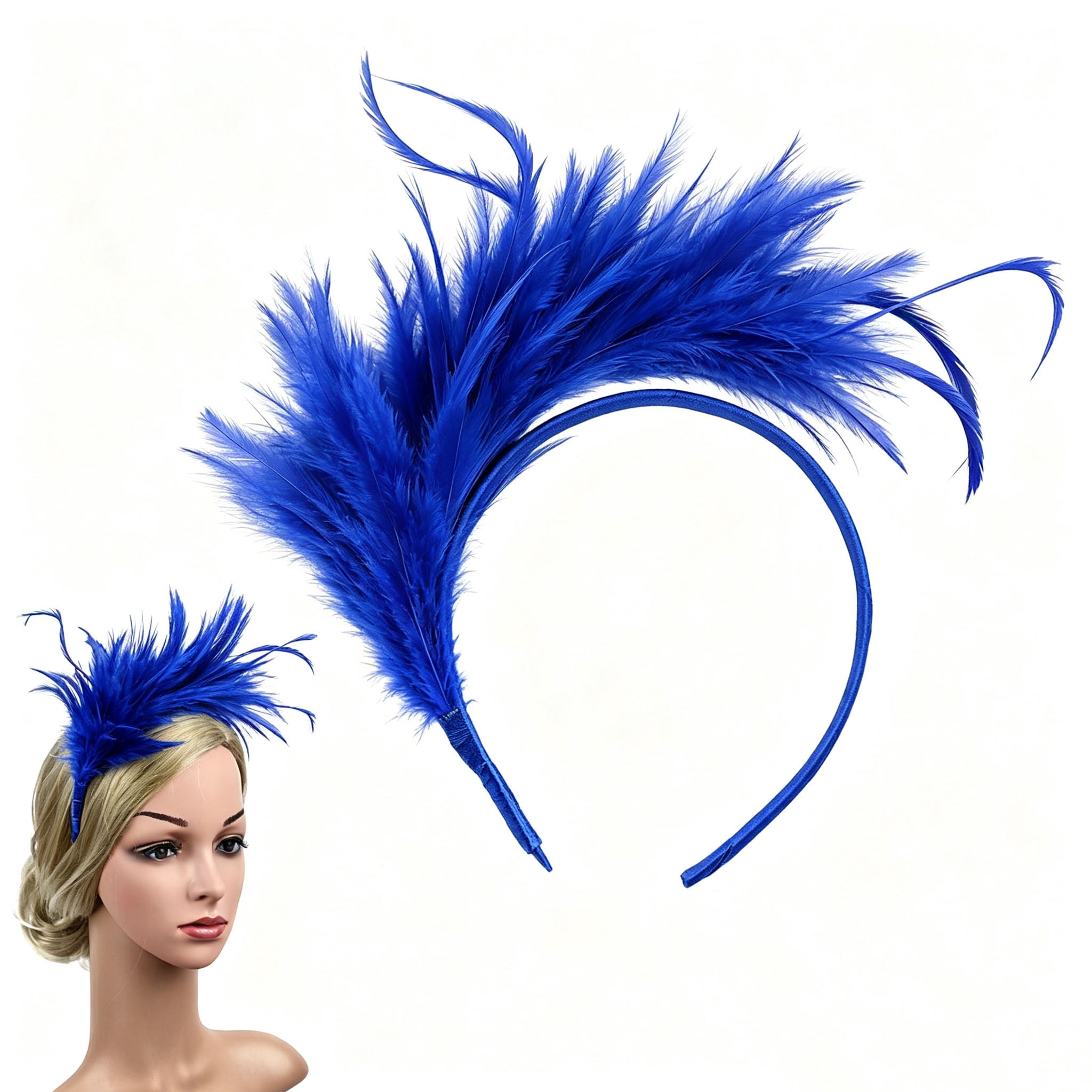 Ljudmp Women's Feather Headband 20s 50s Flapper Fancy Fascinator ...