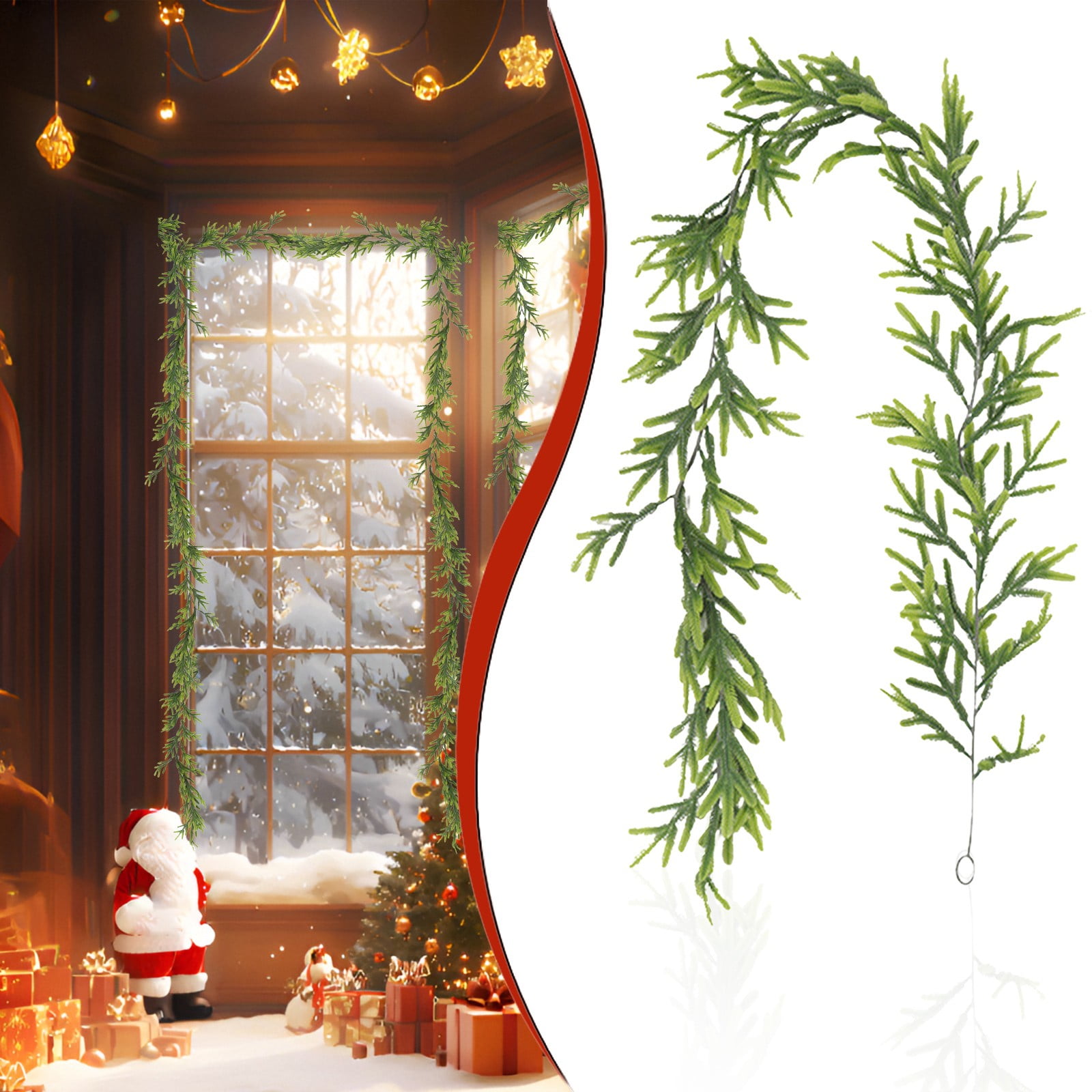 Ljxge Artificial Pine Garland Greenery Strand 6 Feet Long Realistic ...