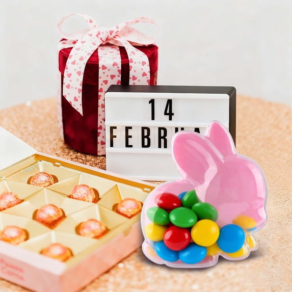 Ljxge Easter Bunny Candy Storage Boxes Translucent Plastic Snack ...
