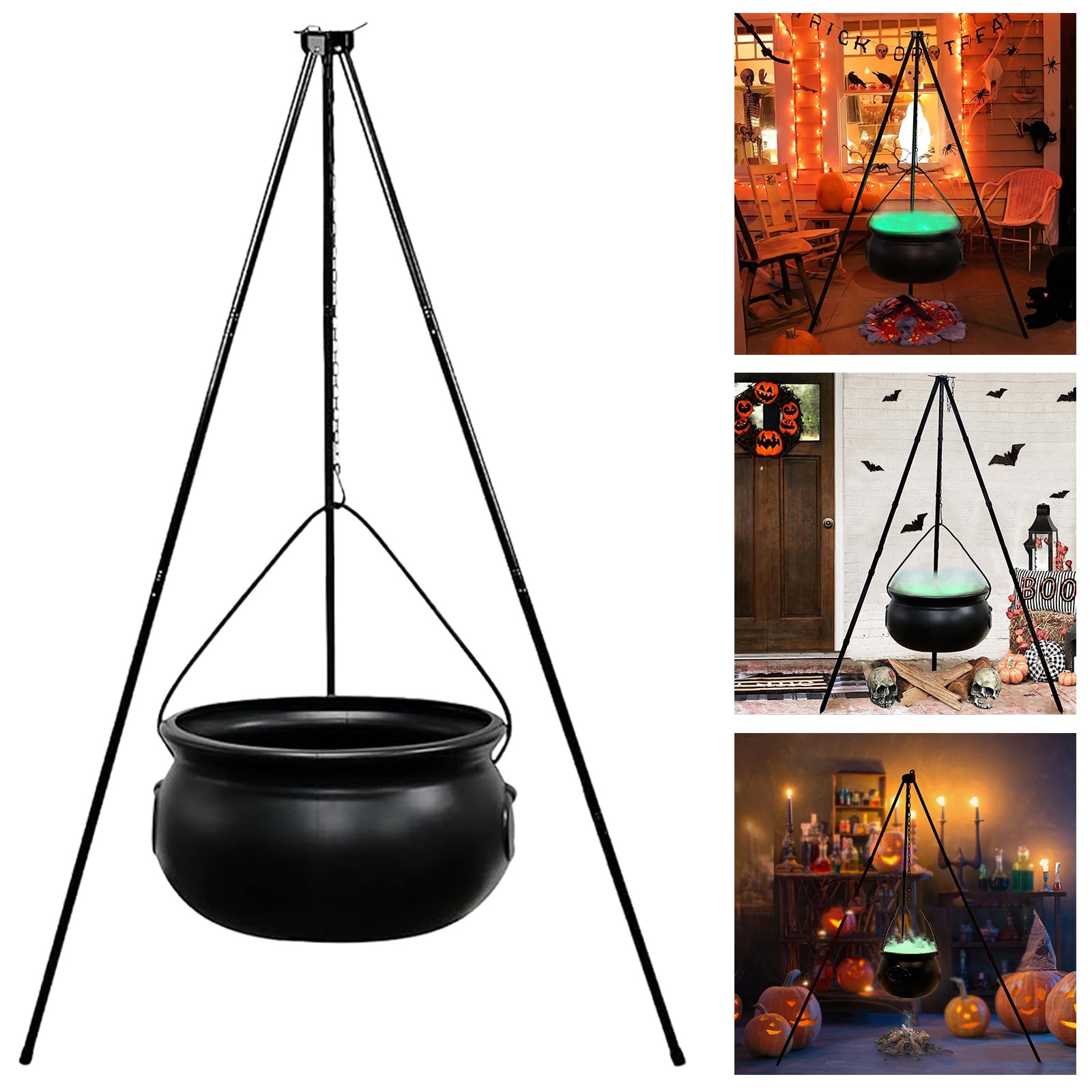 Ljxge Glowing Witch Cauldron on Tripod - Halloween Outdoor Decor with ...