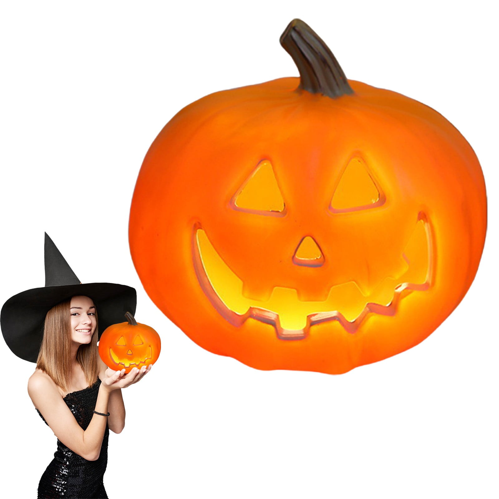 Ljxge Halloween LED Light Up Pumpkin - Spooky Glow Pumpkin Decor for ...