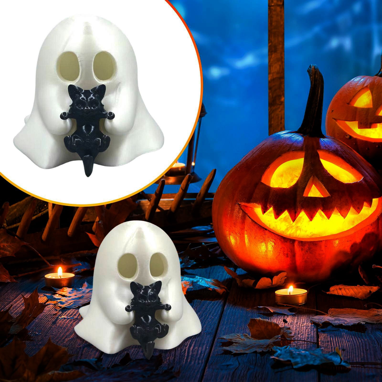 Ljxge Halloween Skeleton Hug Cat Tabletop Decor - Spooky Cute Resin ...