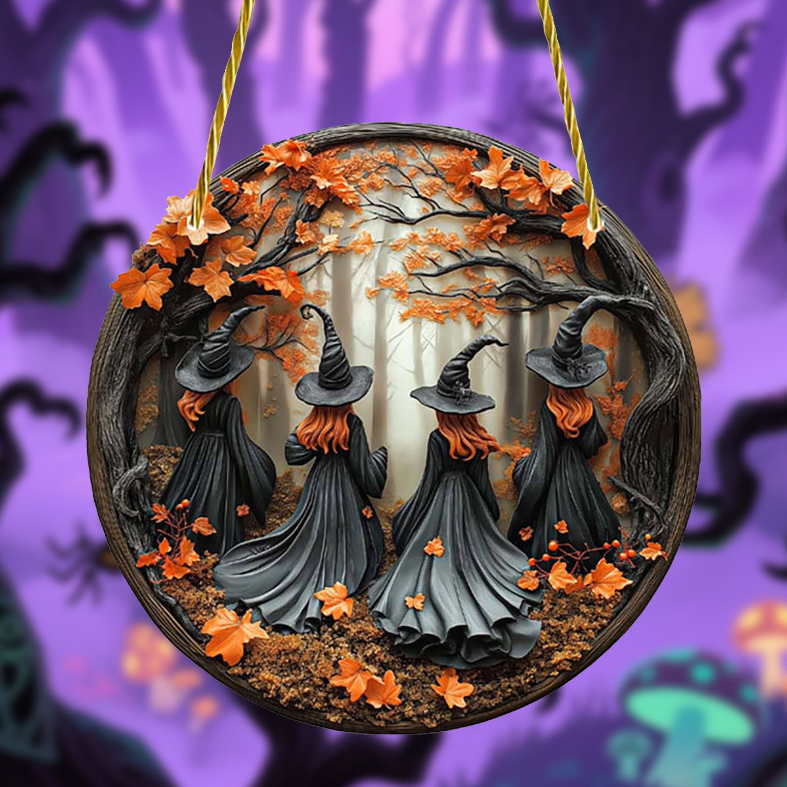 Ljxge Halloween Witch Window Decor - 2D Acrylic Witch Hanging Ornament ...