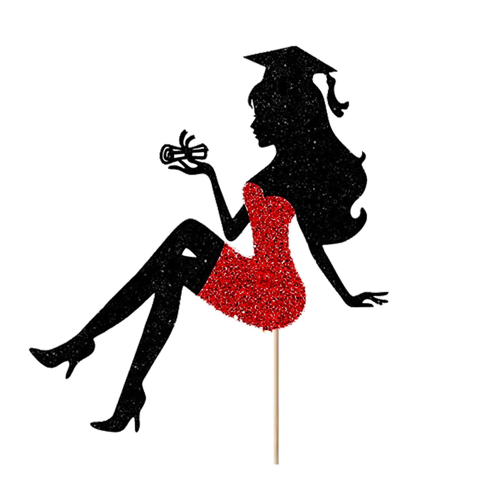Ljxge High Heel Girl Graduation Cake Topper With Glitter Grad Cap ...
