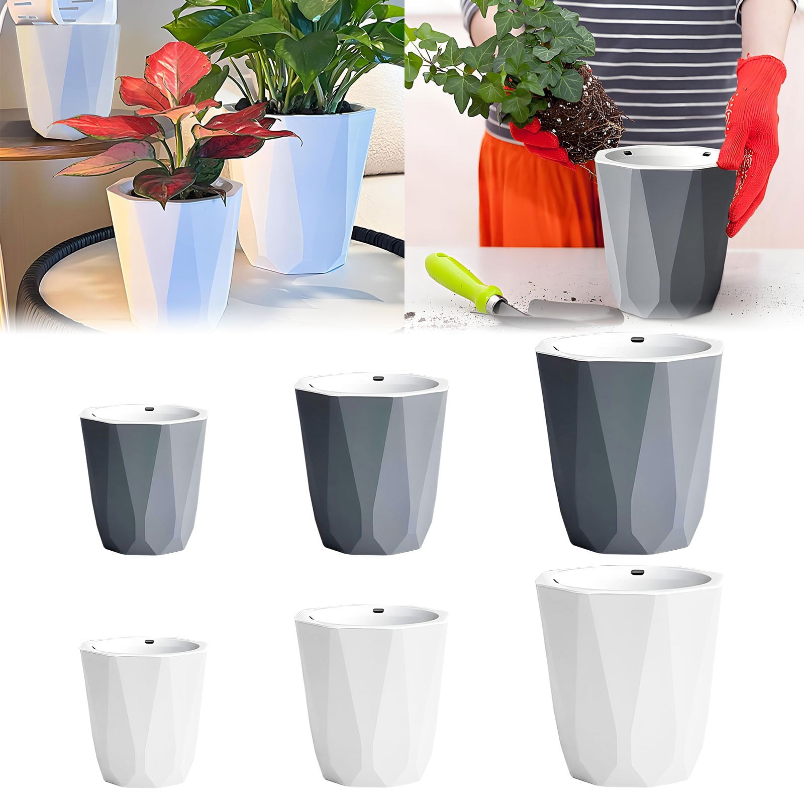 Ljxge Lazy Flower Pots Water Plants Pot/Self Watering Planter Modern ...