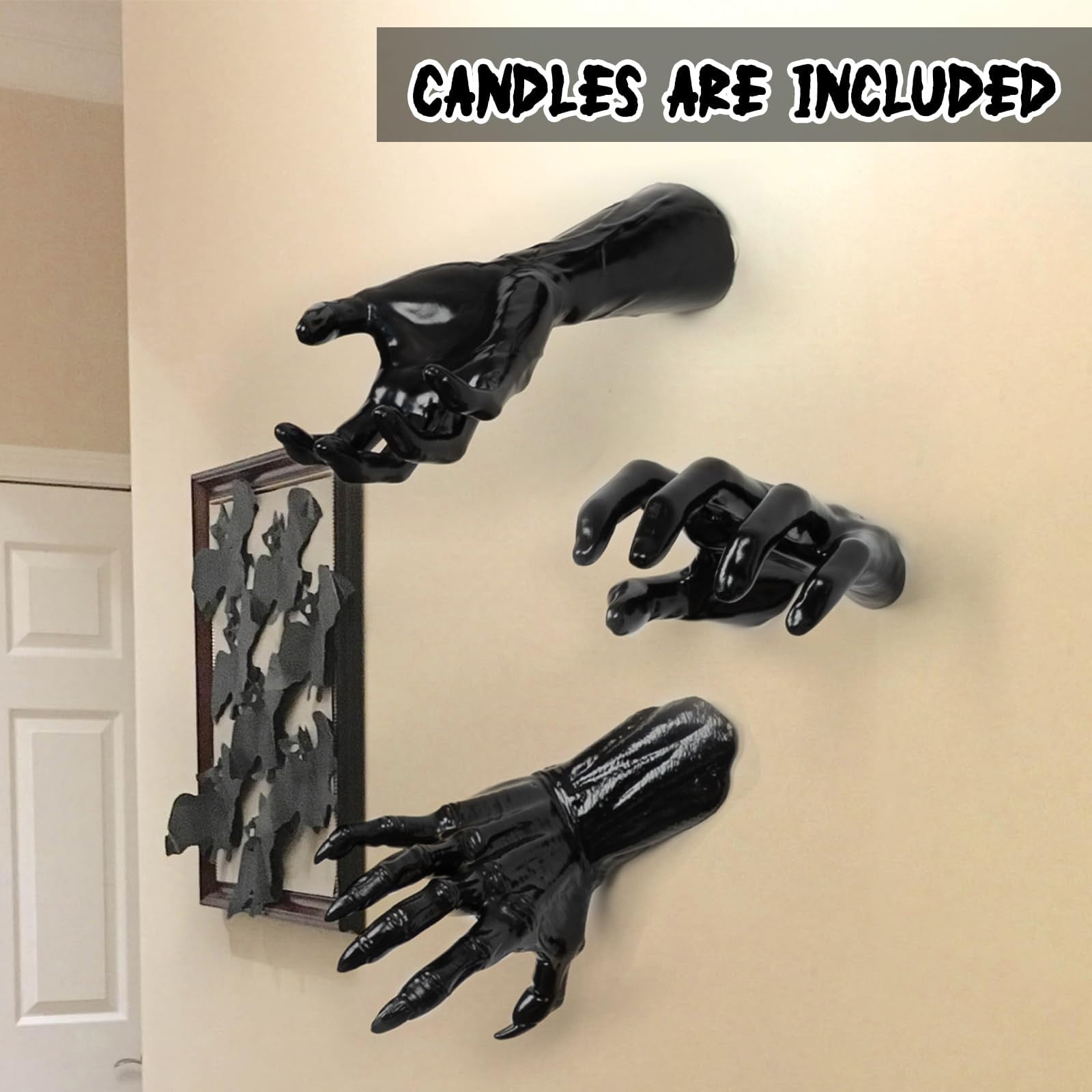 Ljxge Life-Sized Creepy Hands Wall Decor - Halloween Hanging Sculpture ...