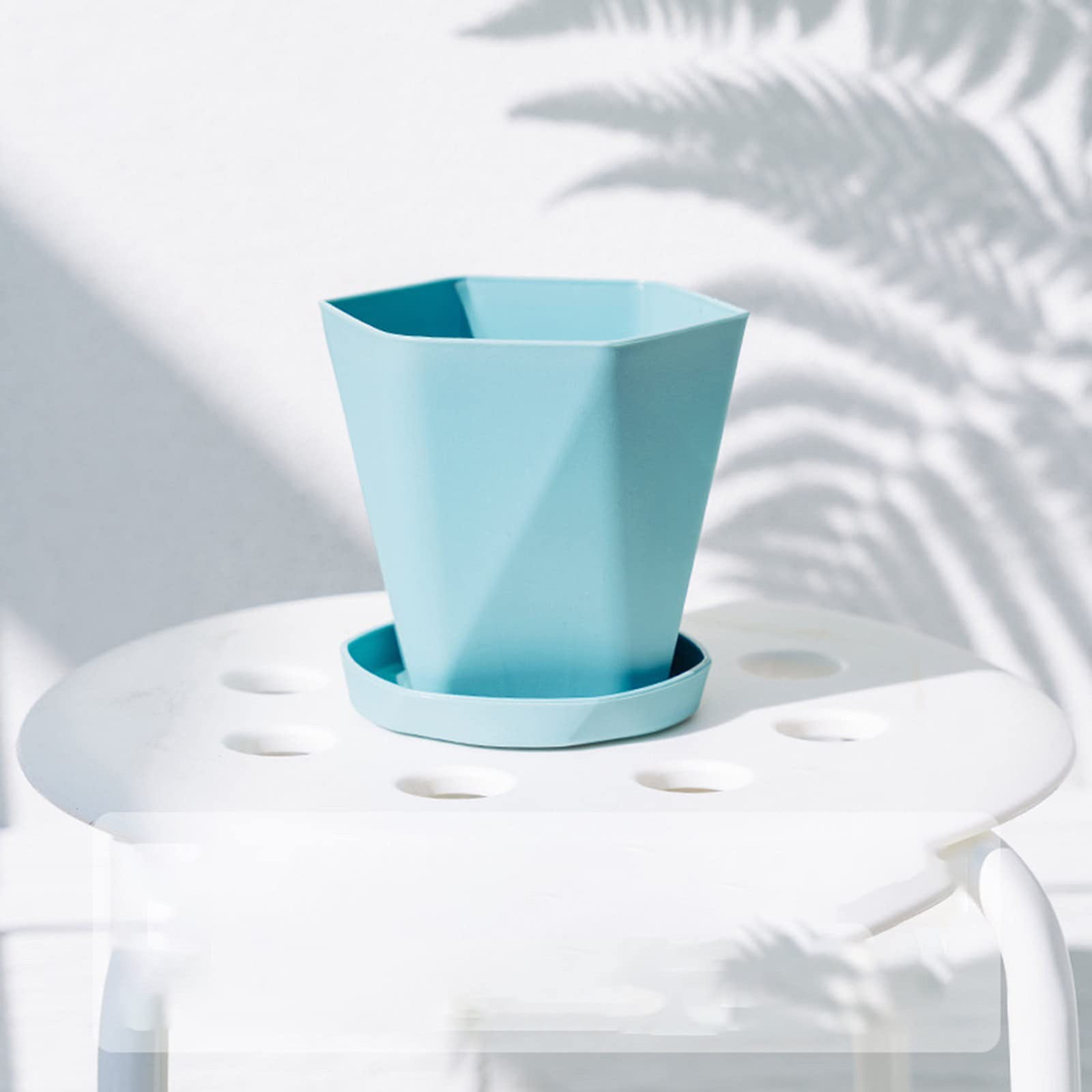 Ljxge Plant Pots with Drainage Hole and Saucer Geometric Flower Pots ...
