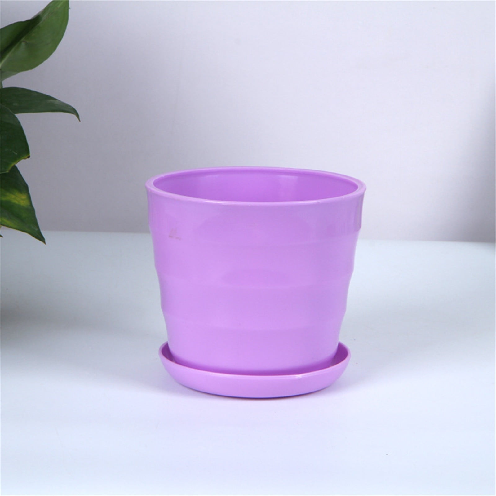 Ljxge Plant Pots with Drainage Holes and Trays, Indoor/Outdoor Round ...