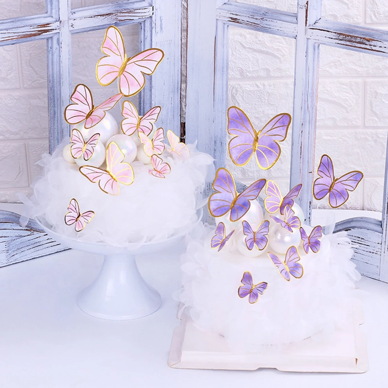 Ljxge Realistic Butterfly Cake Topper Set - Elegant Wire & Paper Decor ...