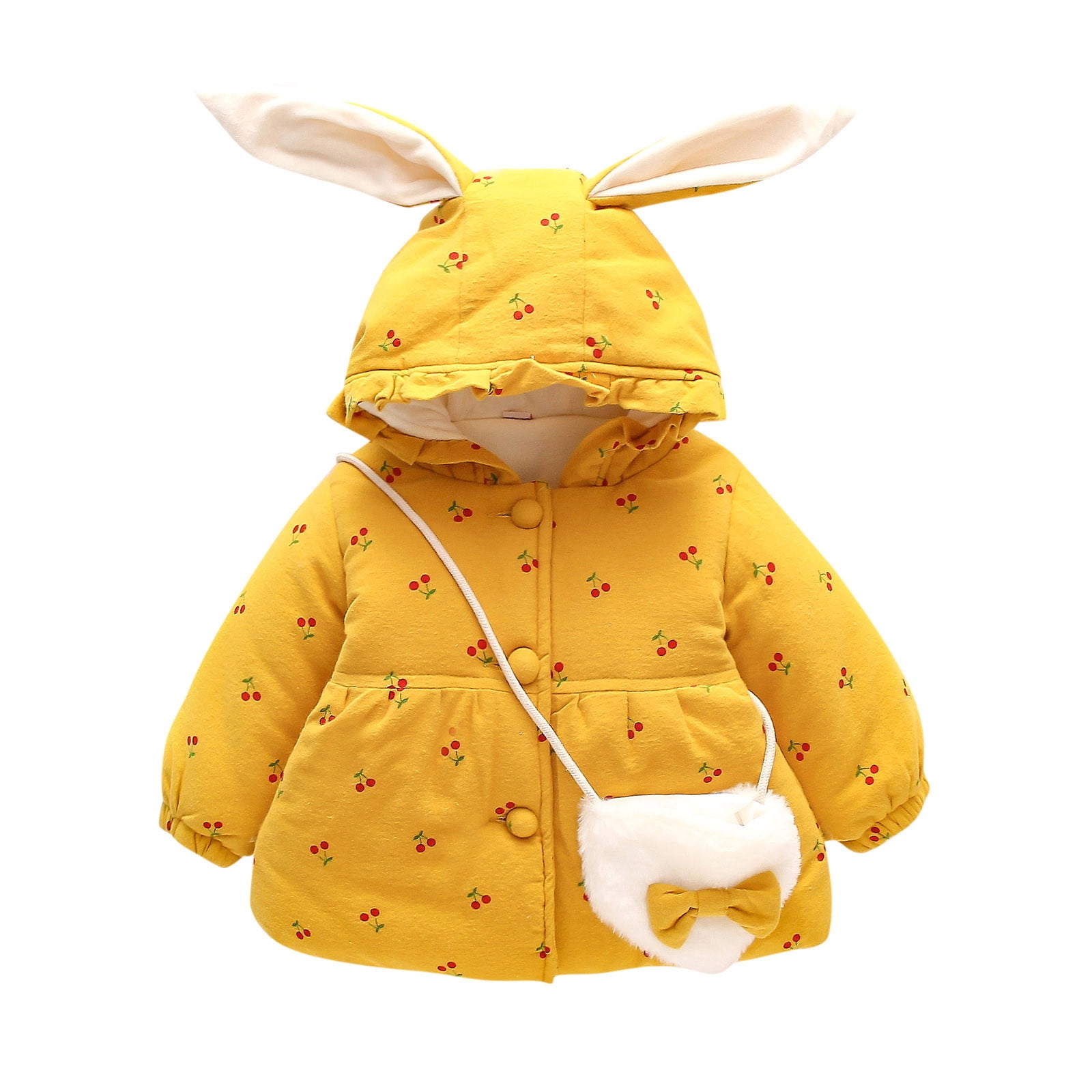 Lkhaha Essentials Girls Toddlers Jacket Cute Rabbit Ear Hooded Parka ...
