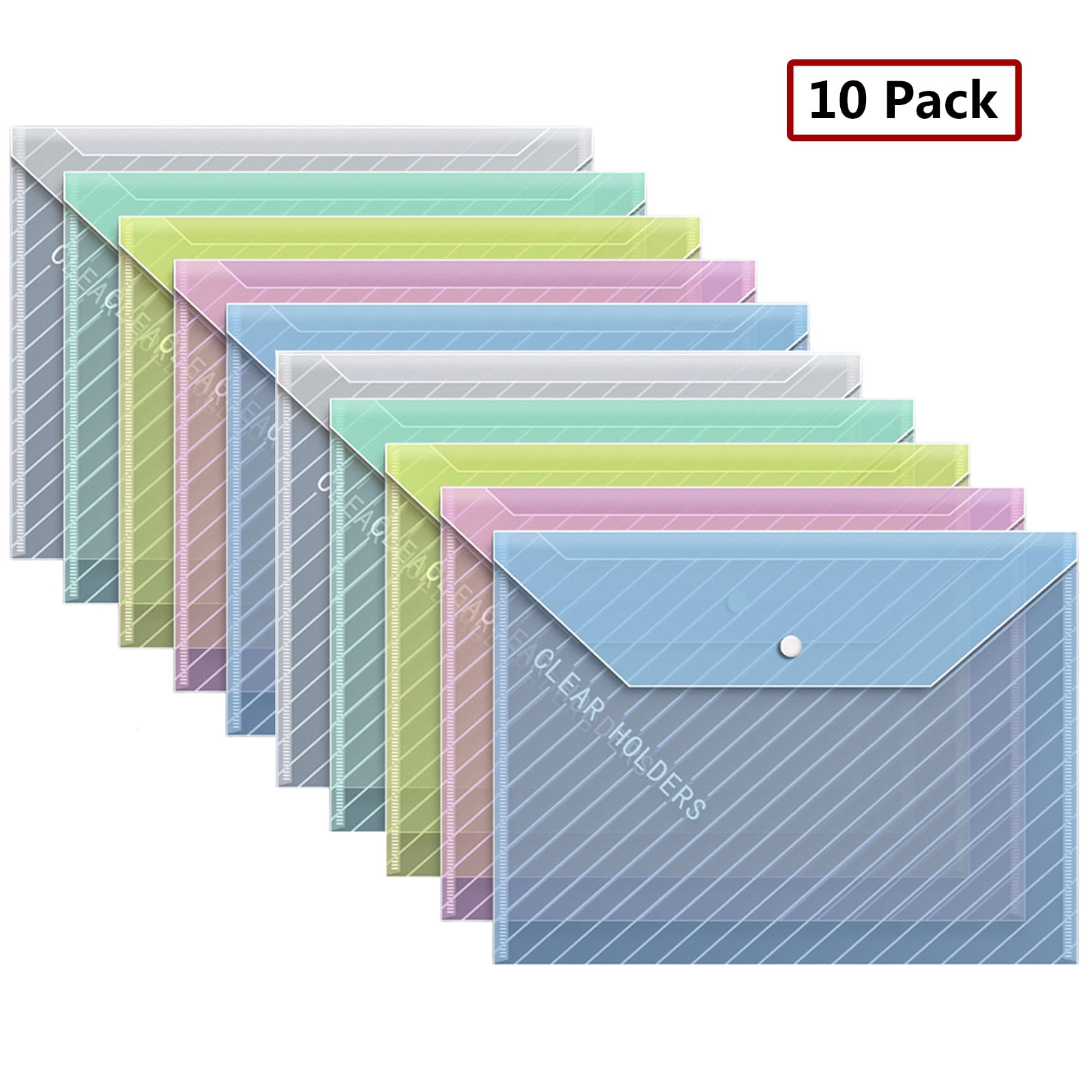 Lksixu 10 Pack Plastic File Folders, A4 Letter Size Clear Poly ...