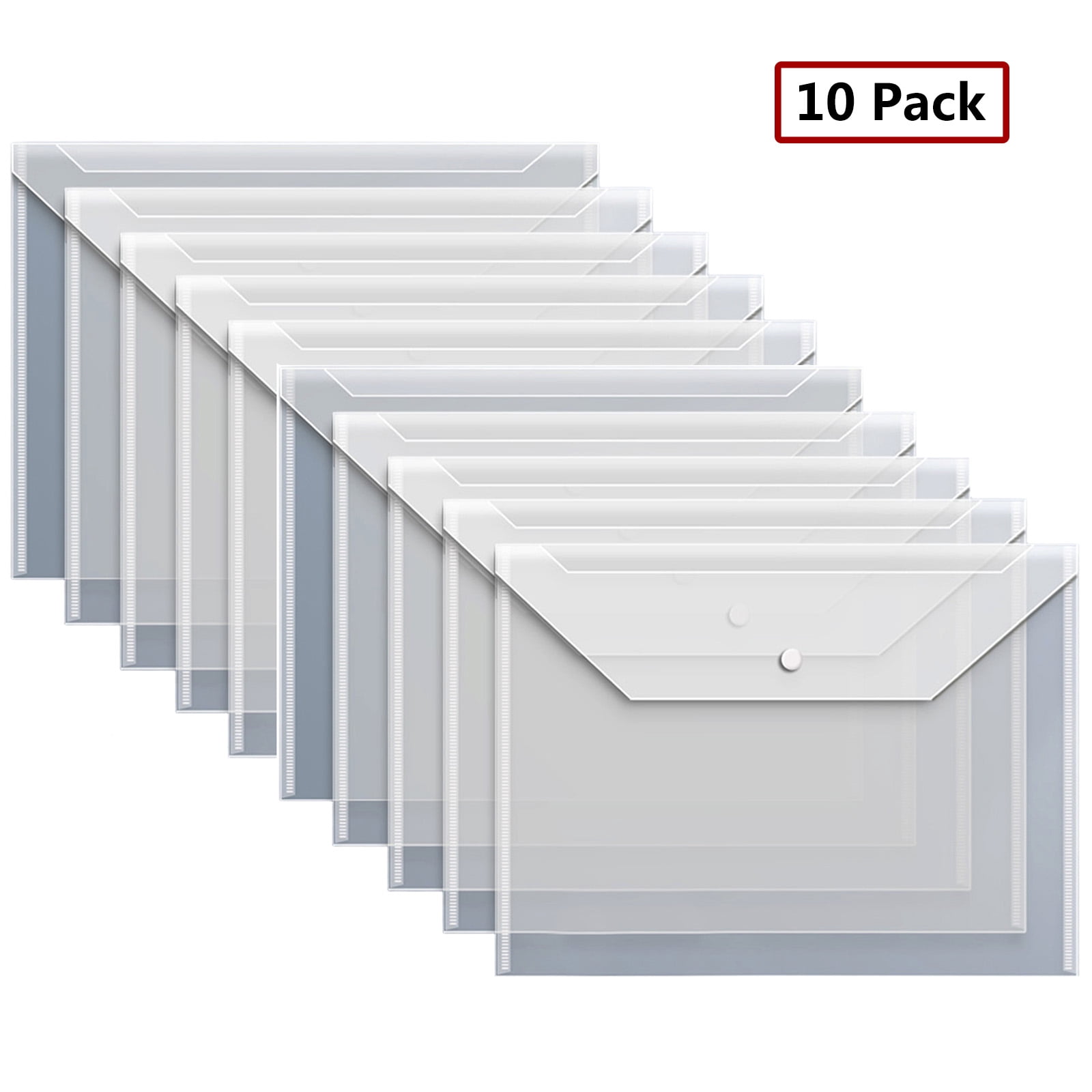 Lksixu 10 Pack Plastic File Folders, A4 Letter Size Clear Poly ...