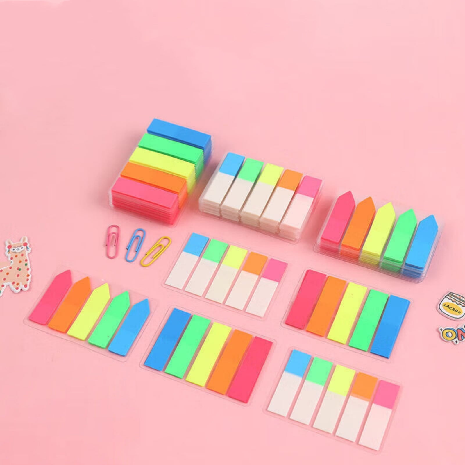 Lksixu 100 Sheets Sticky Index Tabs, 2 Inch Translucent Colored Page ...