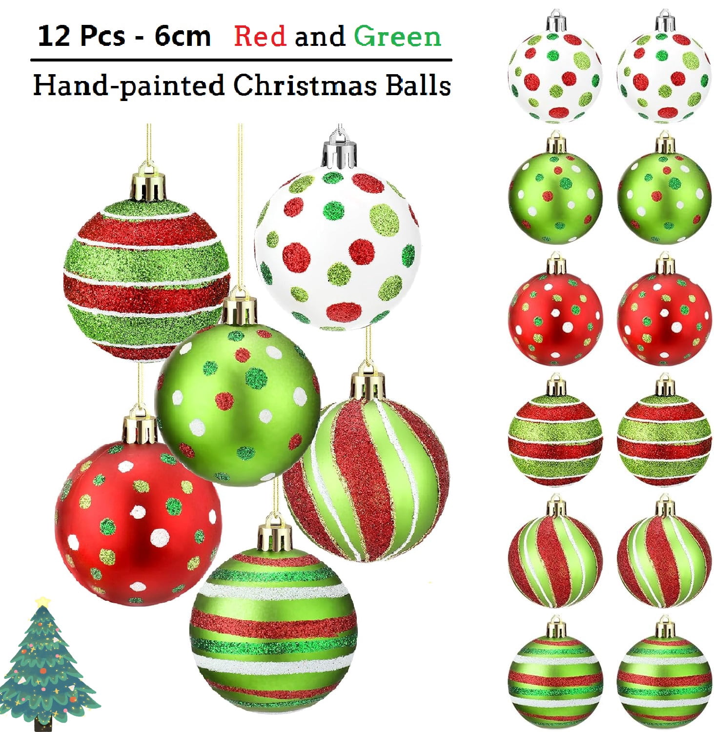Lksixu 12Pcs Christmas Balls Ornaments, Christmas Decorations for Xmas ...
