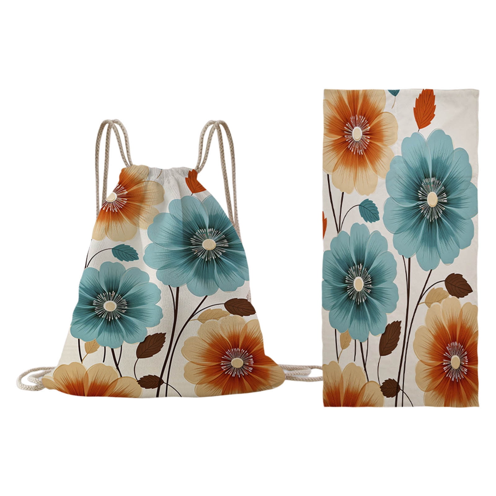 Lksixu 2 in 1 Packable Beach Towel & Backpack, Floral Print Microfiber ...
