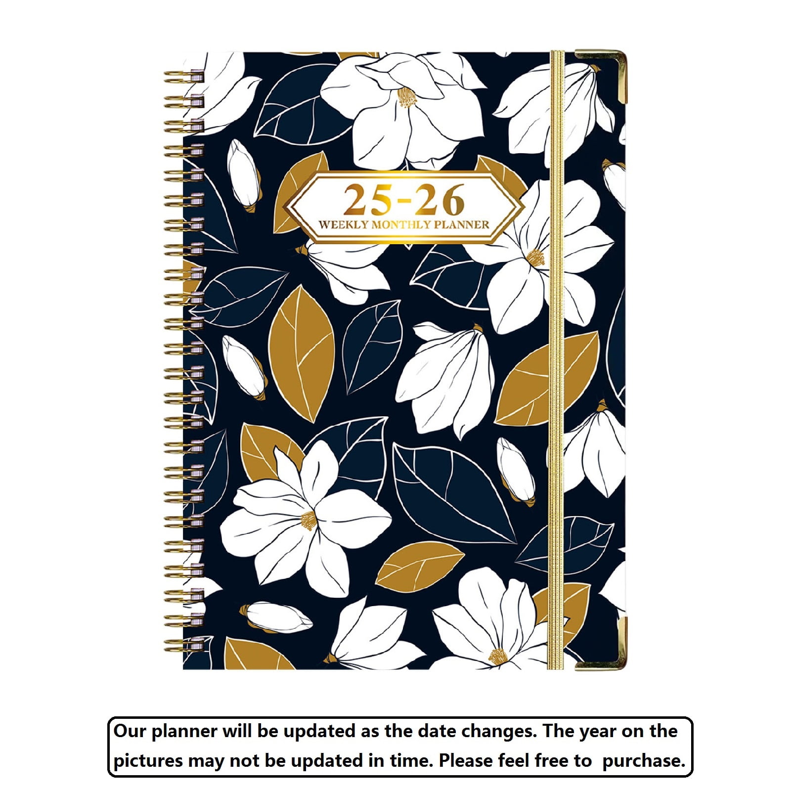 Lksixu 2025 Planner Coil Notebook, A5 Floral Prints Schedule Notebook ...