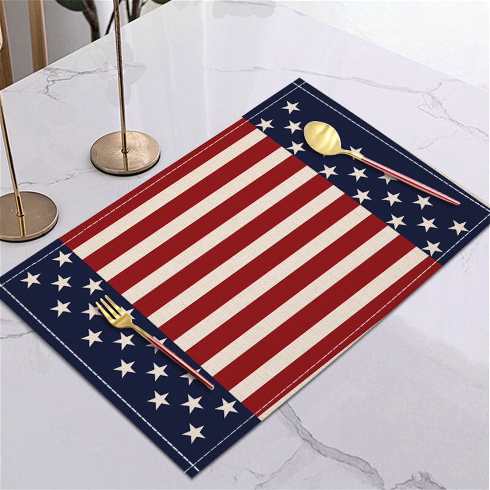 Lksixu 4th of July Patriotic Placemats, 13x16.5 inch Linen Stars and ...