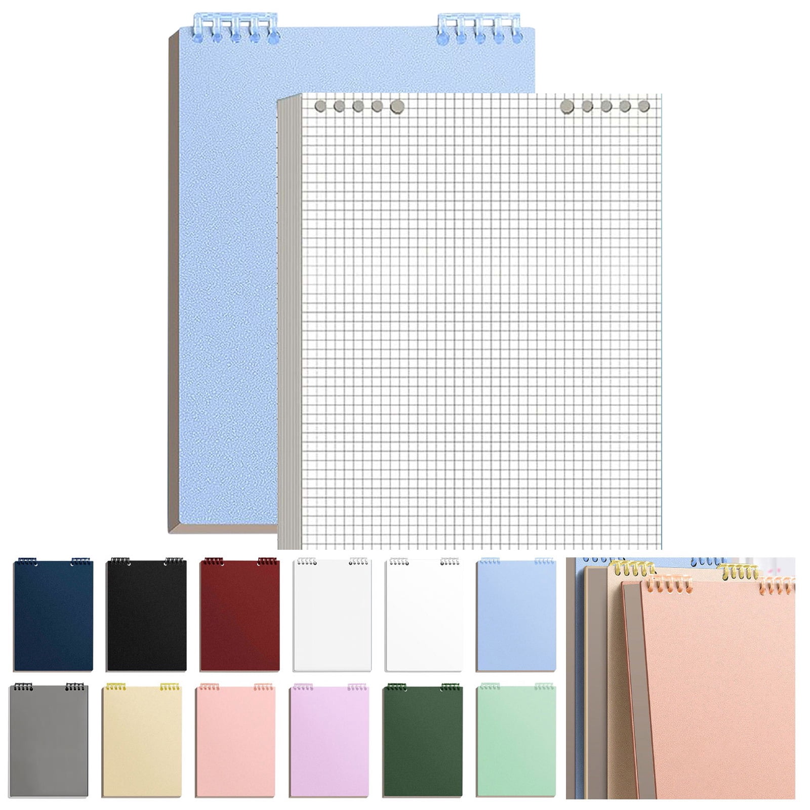 Lksixu Top Spiral Notebook, A5 Size Refillable Loose Leaf Grid Binding ...
