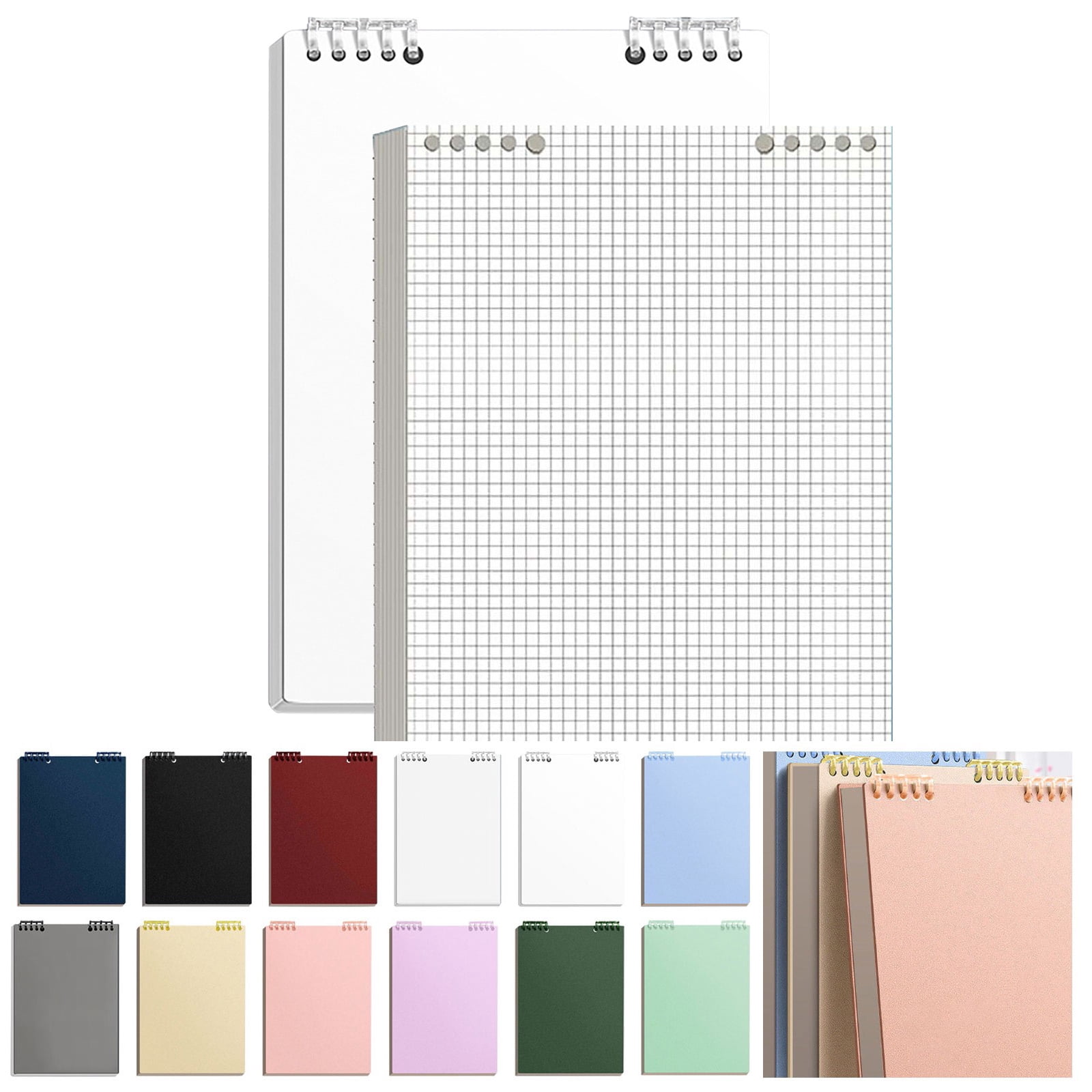 Lksixu Top Spiral Notebook, A5 Size Refillable Loose Leaf Grid Binding ...