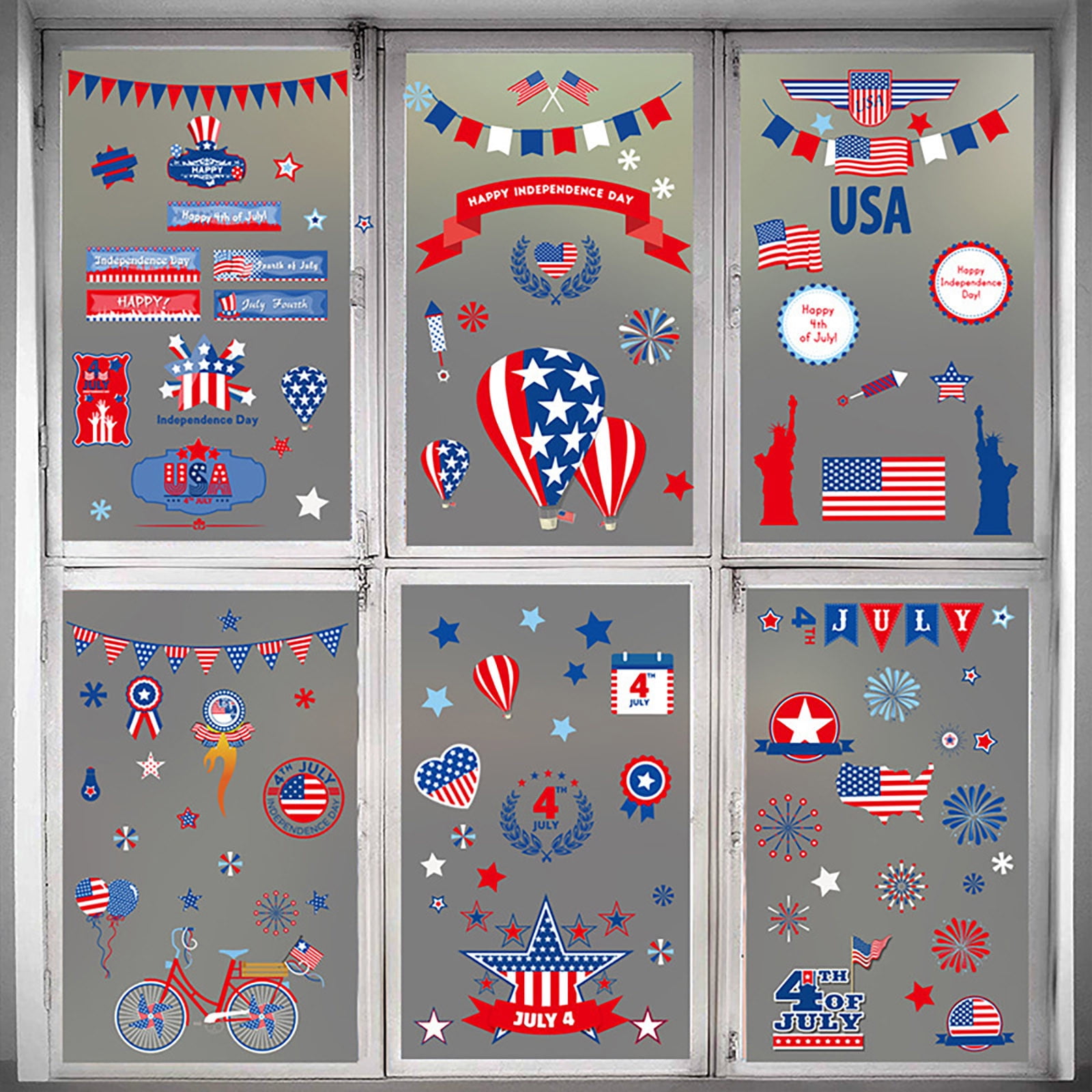 Lksixu 9 Sheets 4th of July Patriotic Window Clings, Independence Day ...