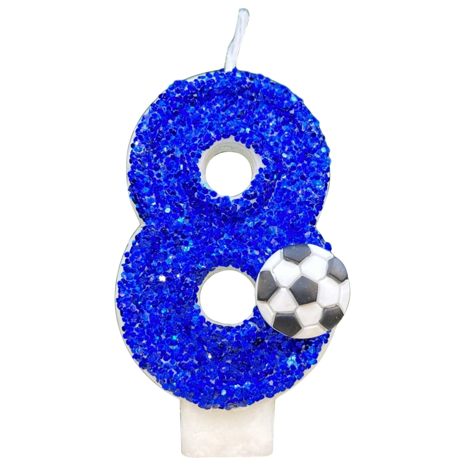 Lksixu Birthday Number Candles, Blue Sequins Sports Theme with Football ...