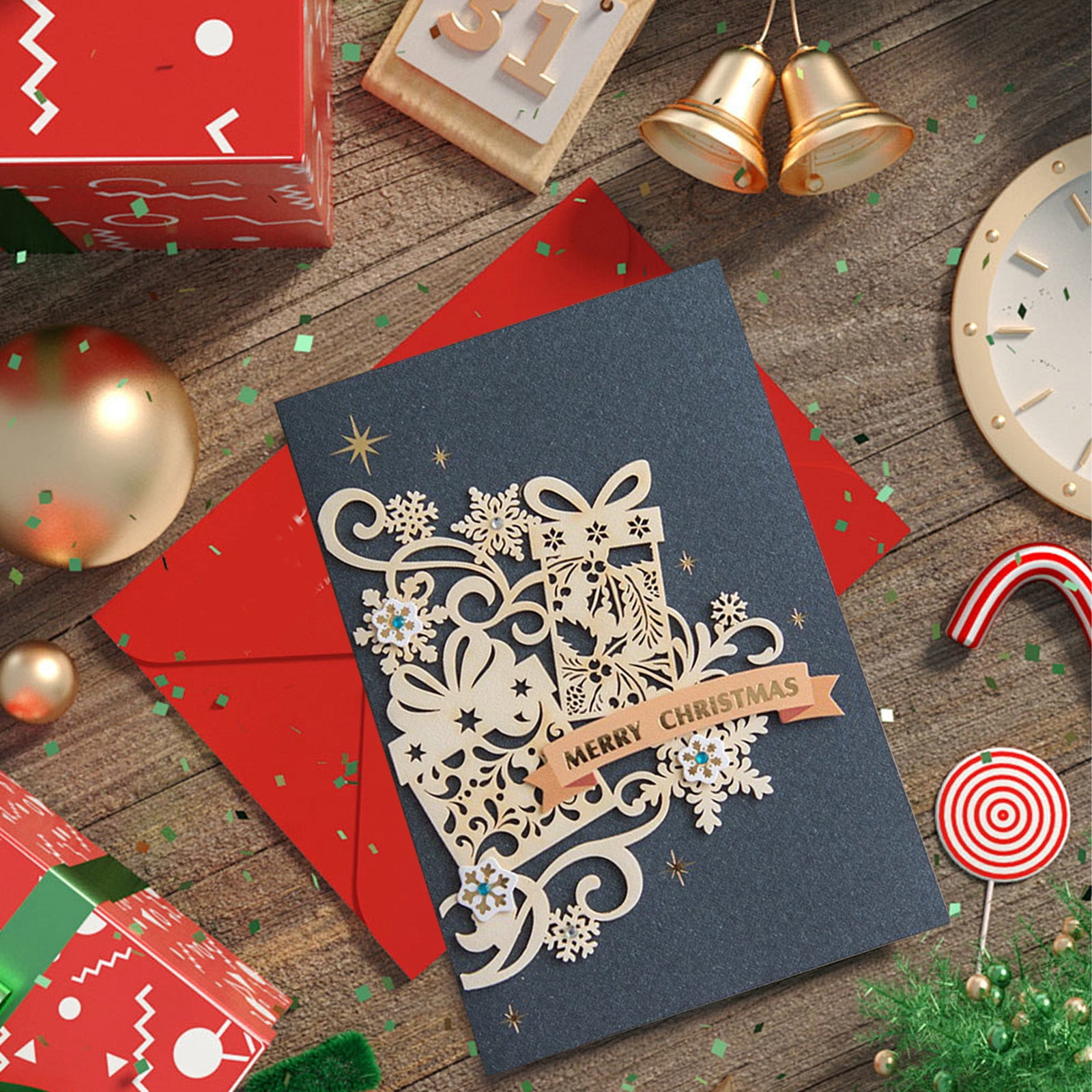 Lksixu Christmas Cards with Envelopes, 4.5x6.7 inch Folded Blank ...