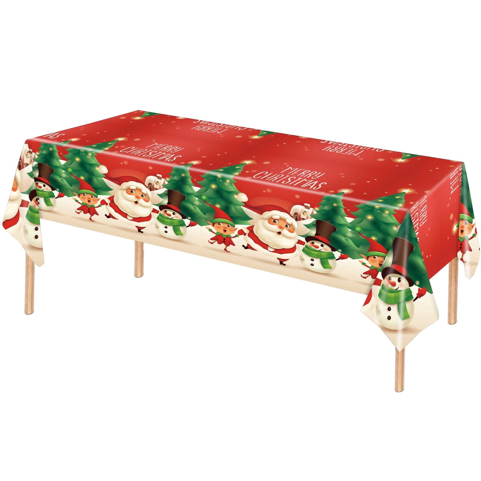 Lksixu Christmas Disposable Tablecloth, 54x108 inch Plastic Rectangle ...