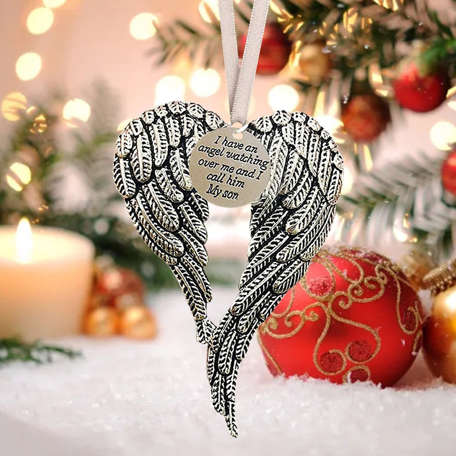 Lksixu Christmas Memorial Hanging Ornaments Angel Wings, Memory Gifts ...