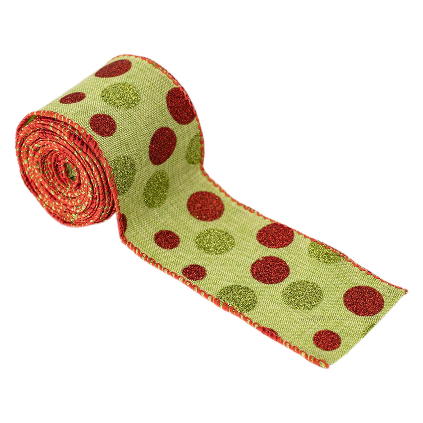 Lksixu Christmas Ribbon Wired 5 Yards 2.5 inch Red and Green Polka Dots ...
