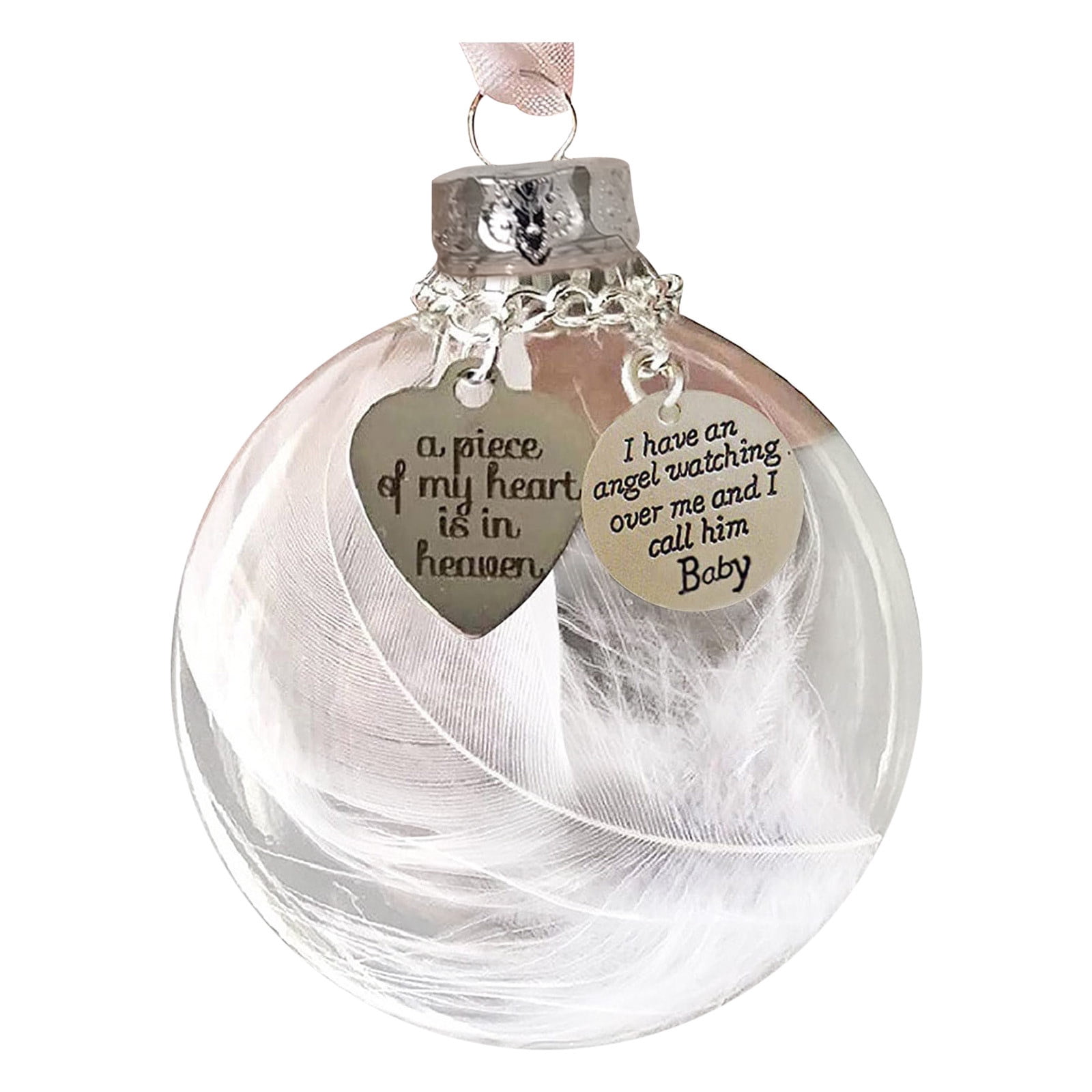 Lksixu Clear Christmas Memorial Ornament Feather Ball, A Piece of My ...