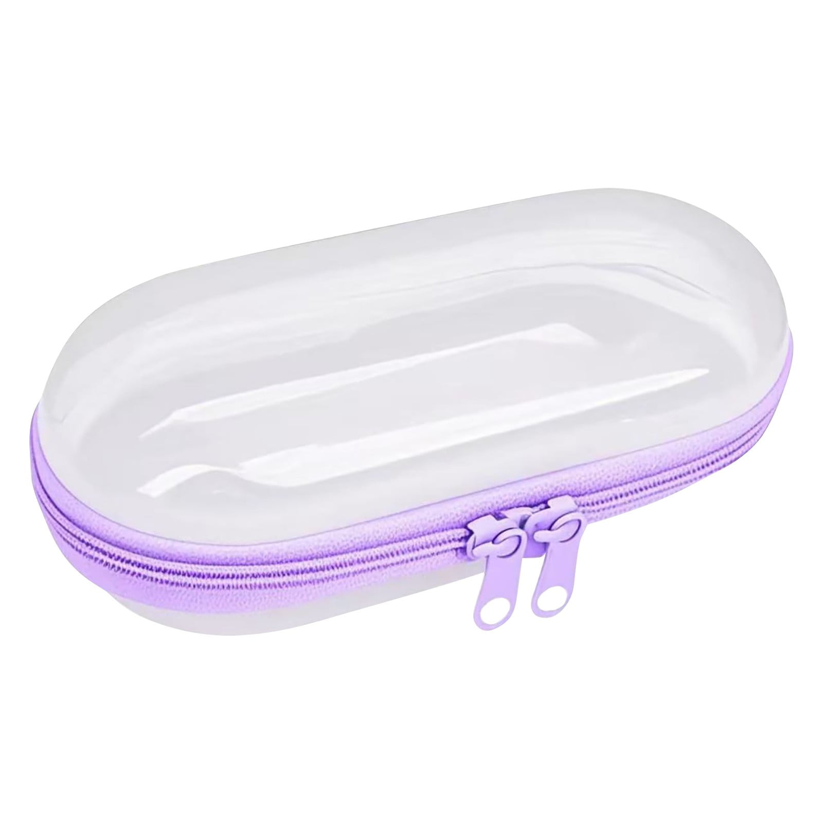 Lksixu Clear Hard Plastic Pencil Case, Double Zippered Hard Shell ...