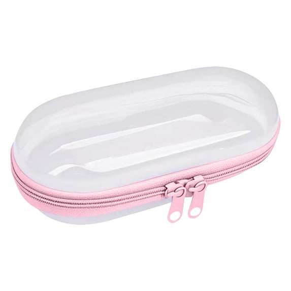Lksixu Clear Hard Plastic Pencil Case, Double Zippered Hard Shell ...