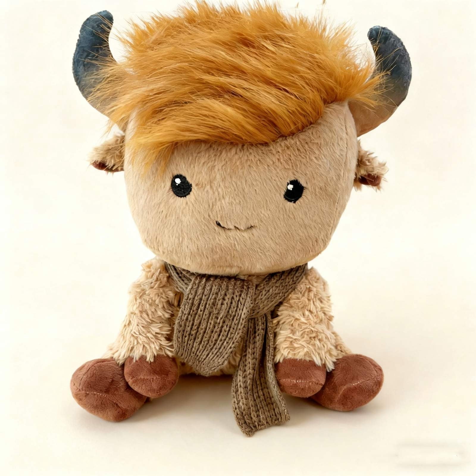 Lksixu Cow Stuffed Animal Plushie, 12 inch Fluffy Brown Cattle with ...