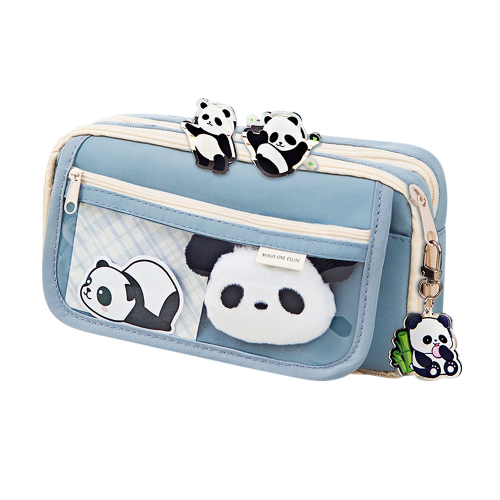 Lksixu Cute Panda Pencil Case Set, 4 Compartments Canvas Pencil Pouch ...
