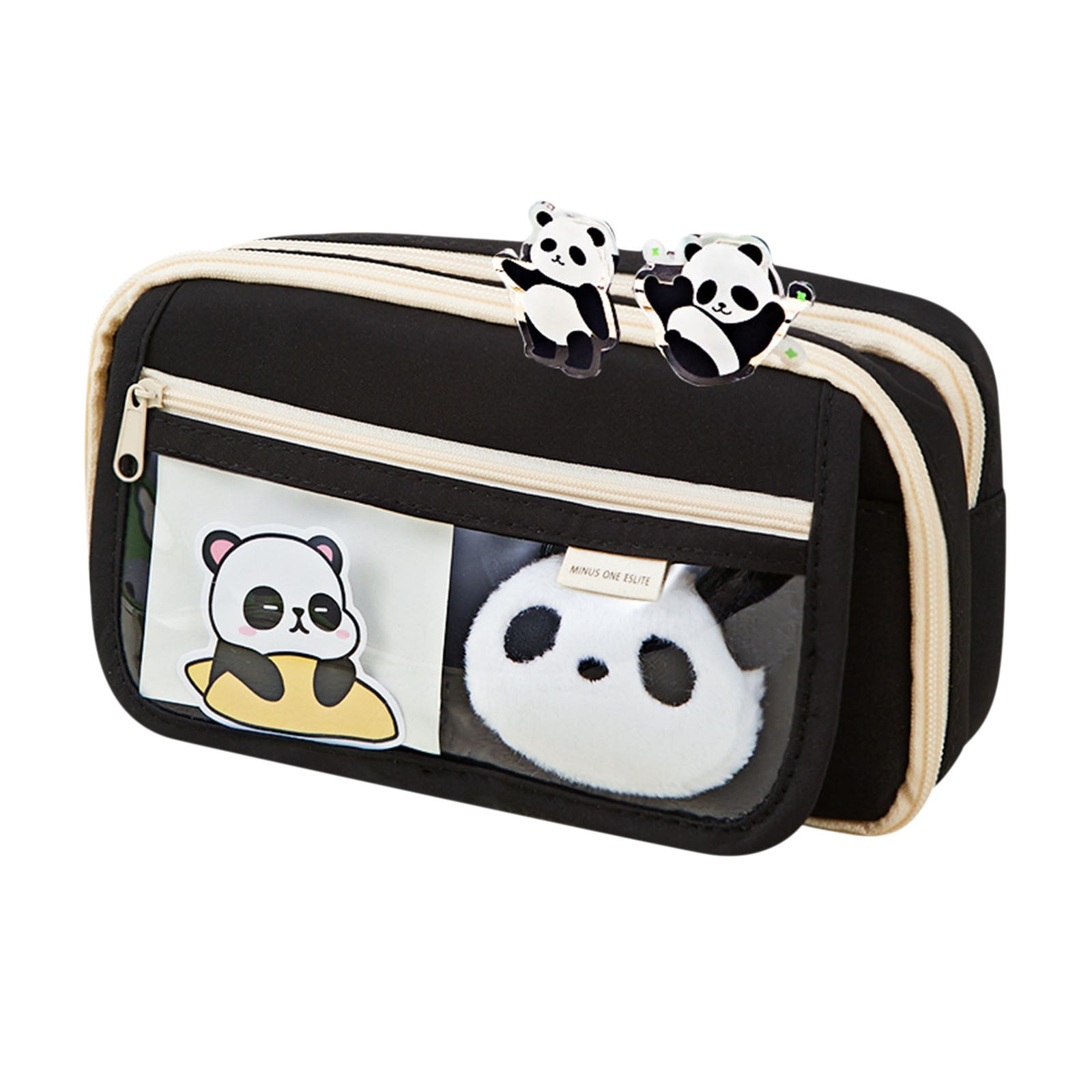 Lksixu Cute Panda Pencil Case Set, 4 Compartments Canvas Pencil Pouch ...