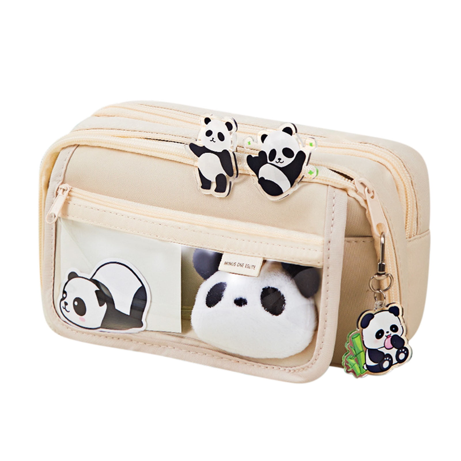 Lksixu Cute Panda Pencil Case Set, 4 Compartments Canvas Pencil Pouch ...