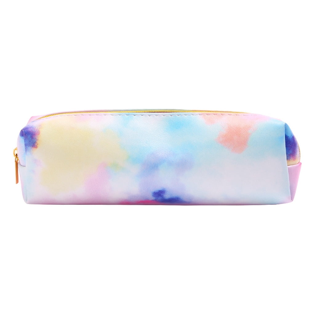 Lksixu Cute Pencil Pouch, PU Colorful Tie Dye Pencil Case with Zipper ...