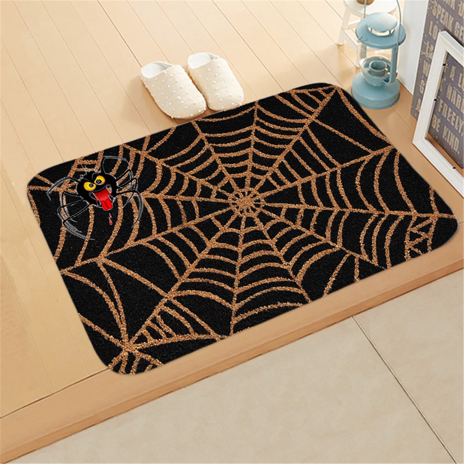 Lksixu Halloween Decorations Spider's Web Area Rug Spooky Gothic Mat ...