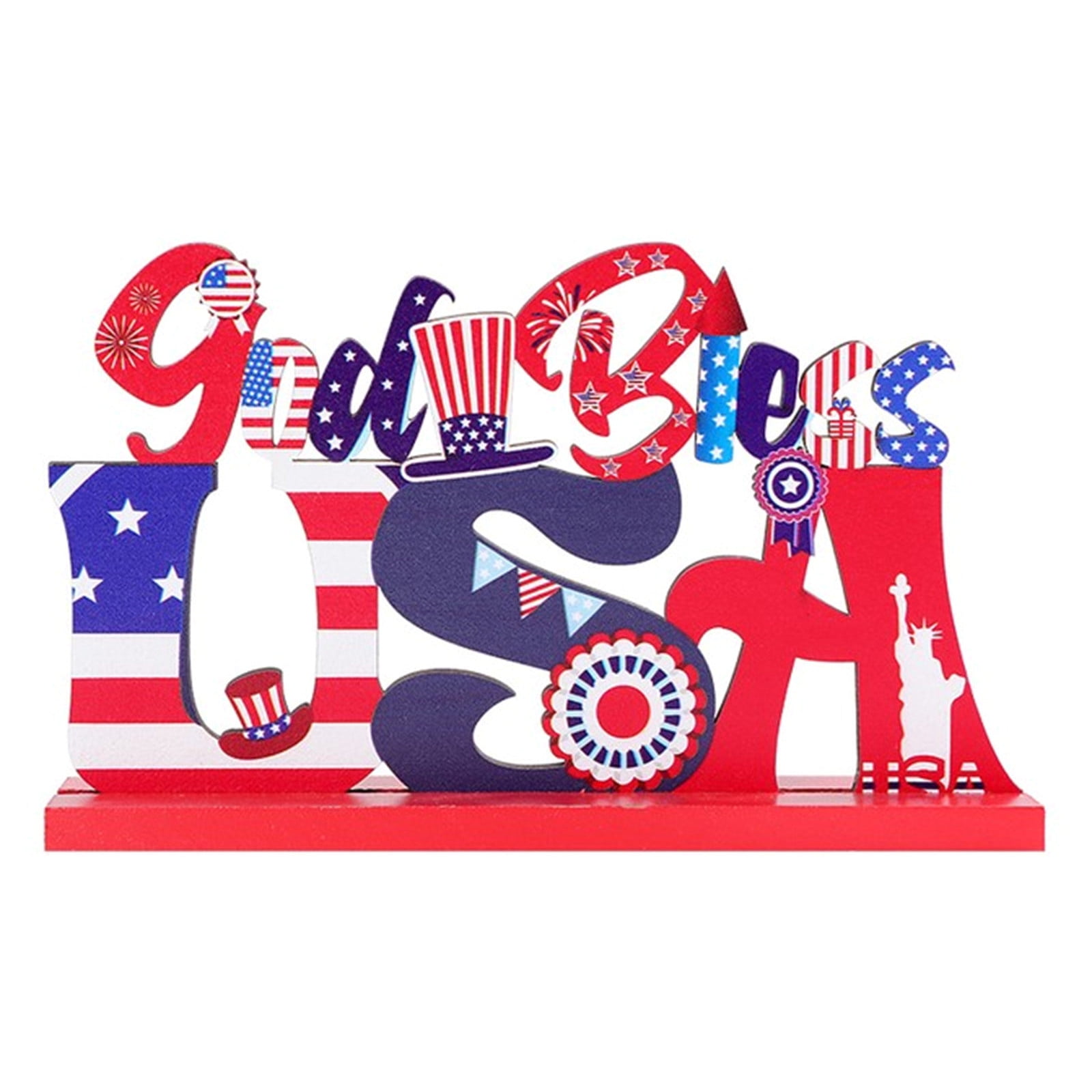 Lksixu Independence Day Wooden Letter Sign Plaque, 7.9" Star & Stripe ...